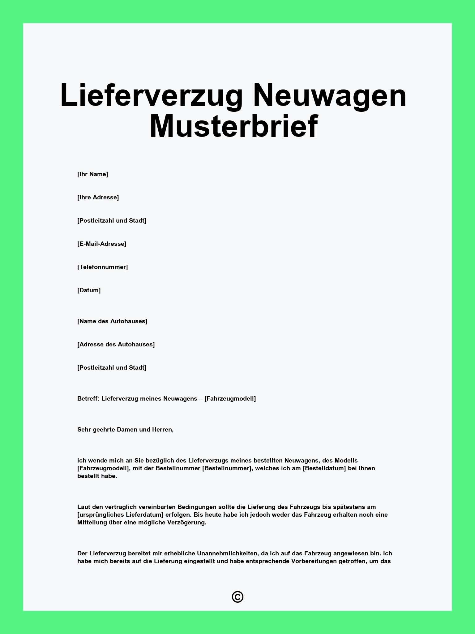 Lieferverzug Neuwagen Musterbrief