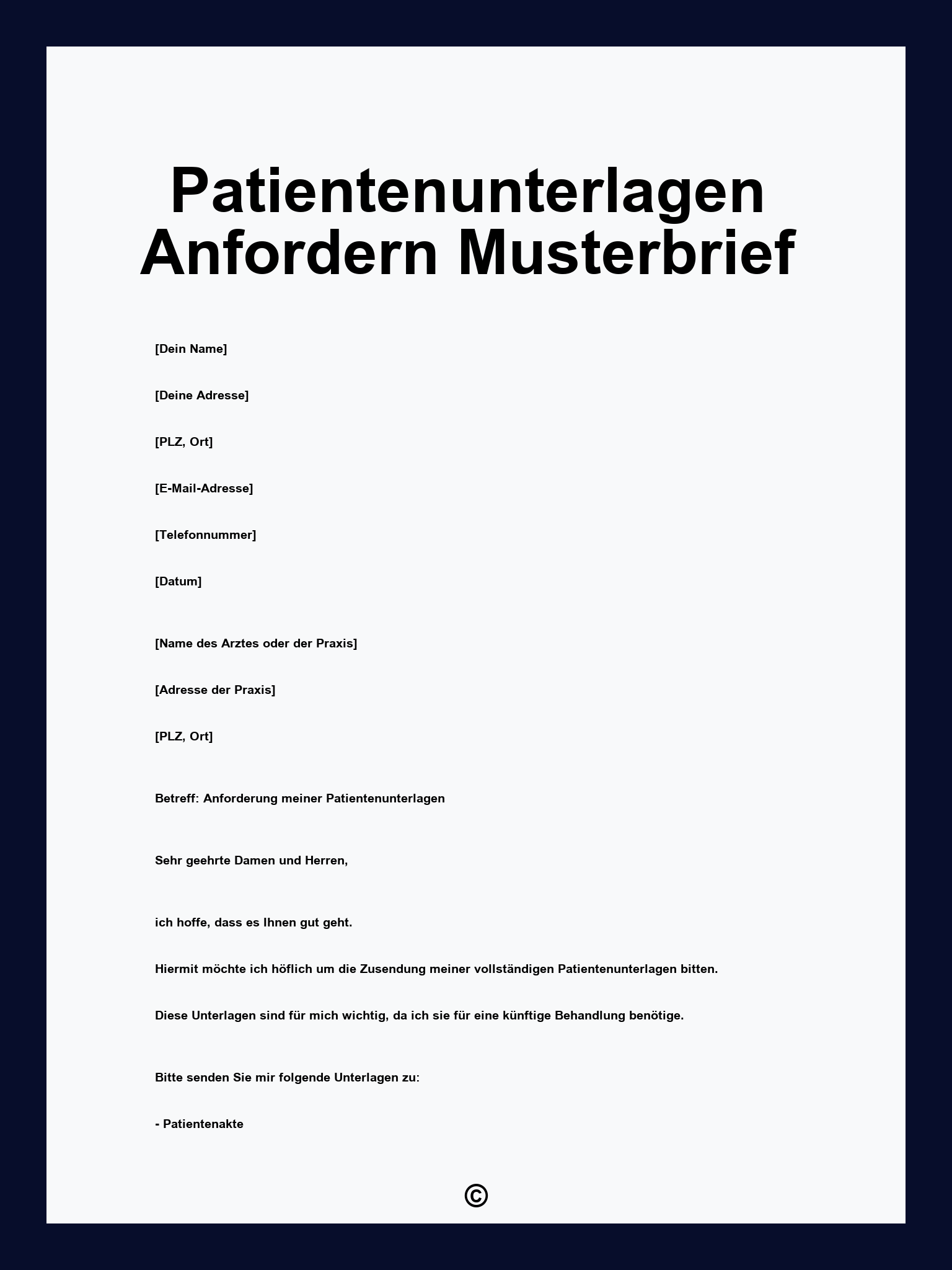 Patientenunterlagen Anfordern Musterbrief